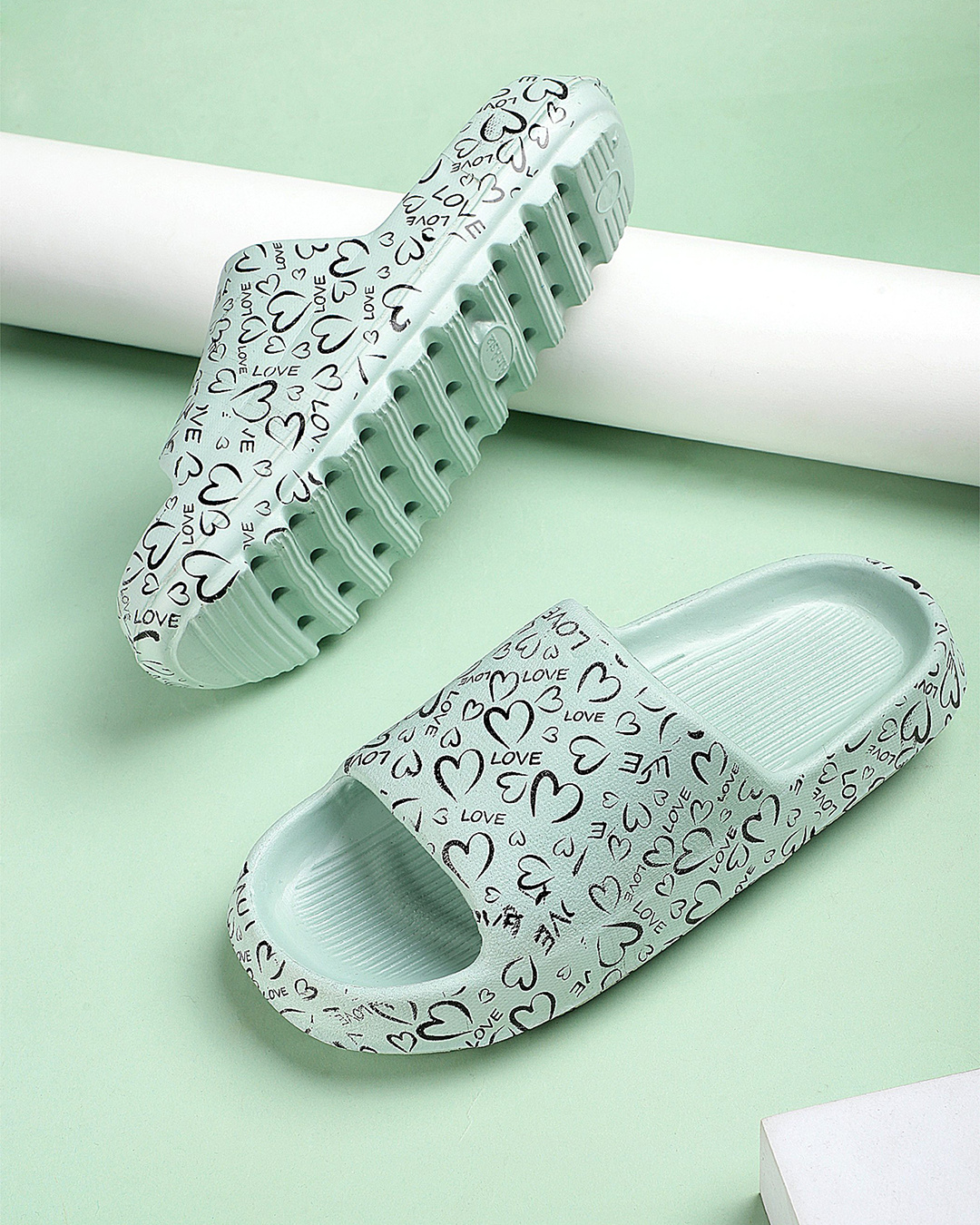 Buy Women's Green Printed Sliders Online in India at Bewakoof
