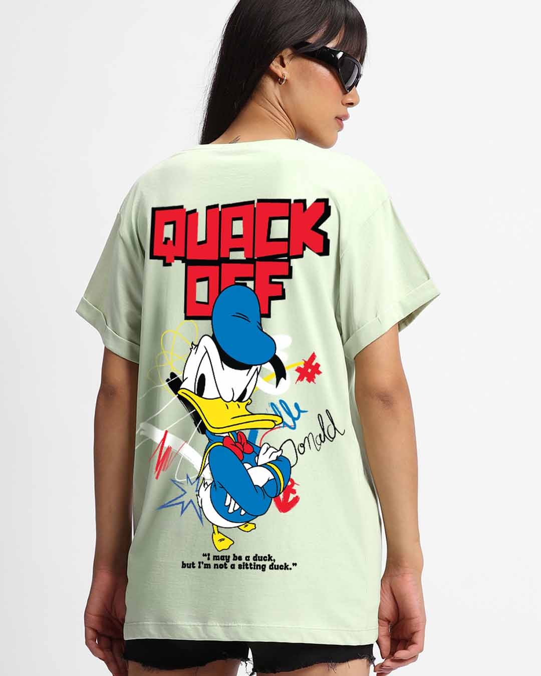 Buy Women's Green Quack Off Graphic Printed Boyfriend T-shirt Online at ...