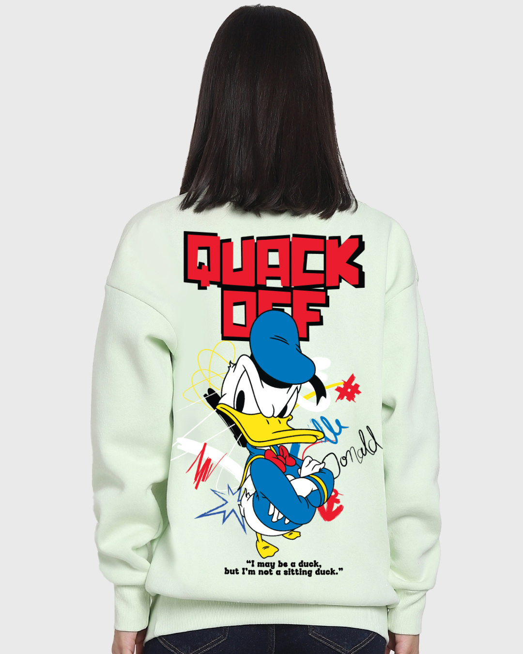 Buy Women's Green Quack Off Graphic Printed Oversized Sweatshirt Online ...