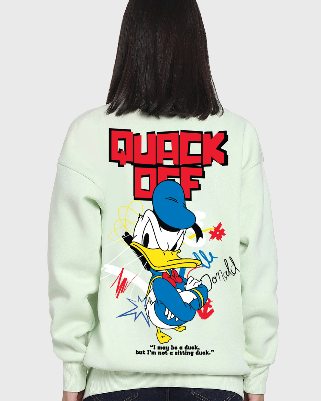 Buy Women's Green Quack Off Graphic Printed Oversized Sweatshirt Online ...