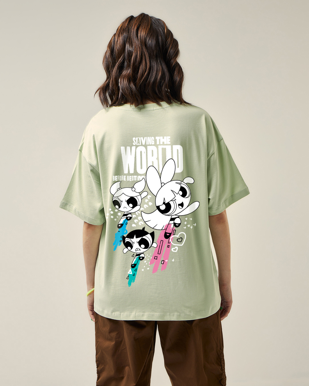 Buy Women's Green Saving World Graphic Printed Oversized T-shirt Online ...