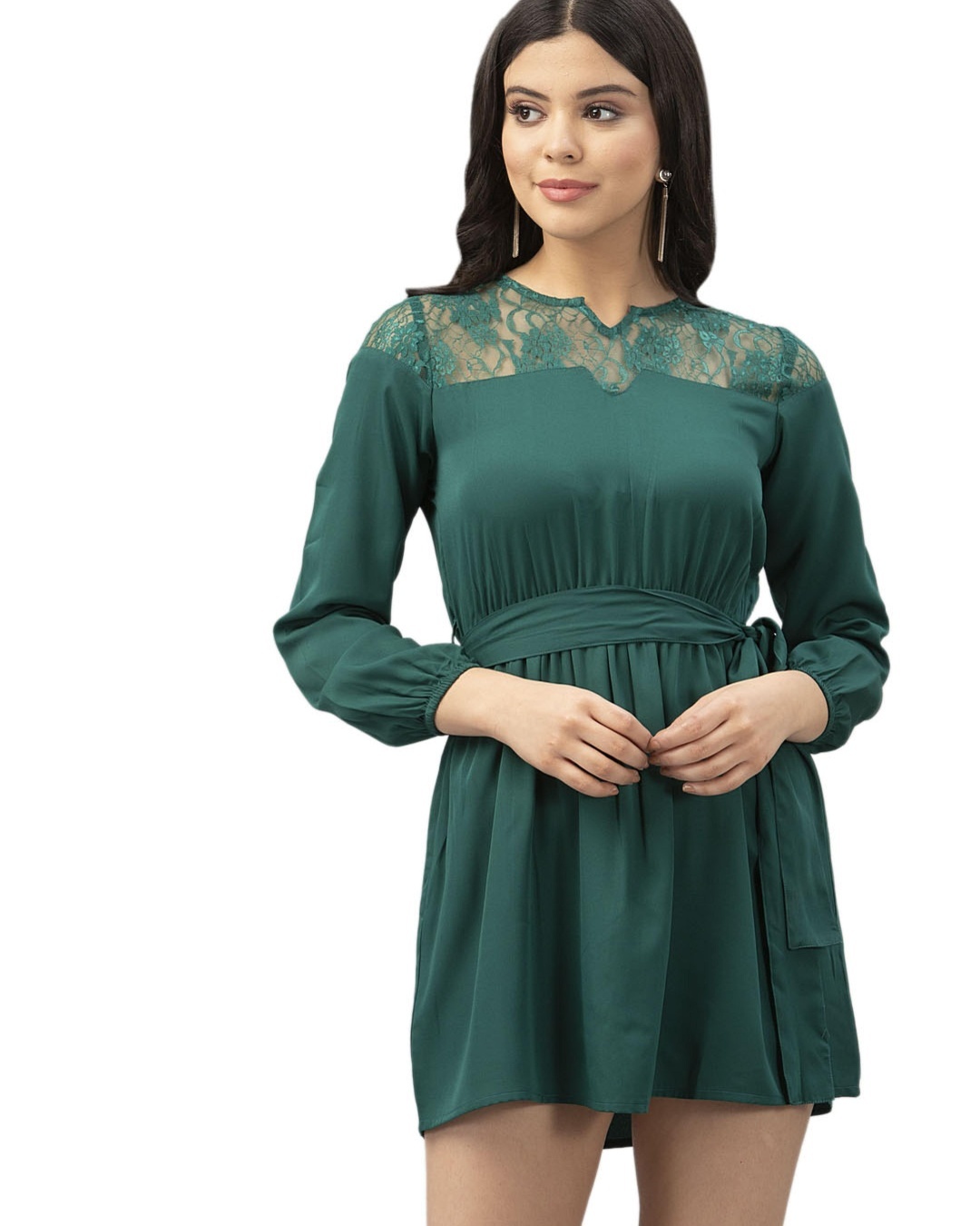 Buy Womens Green Sheer Dress Online At Bewakoof
