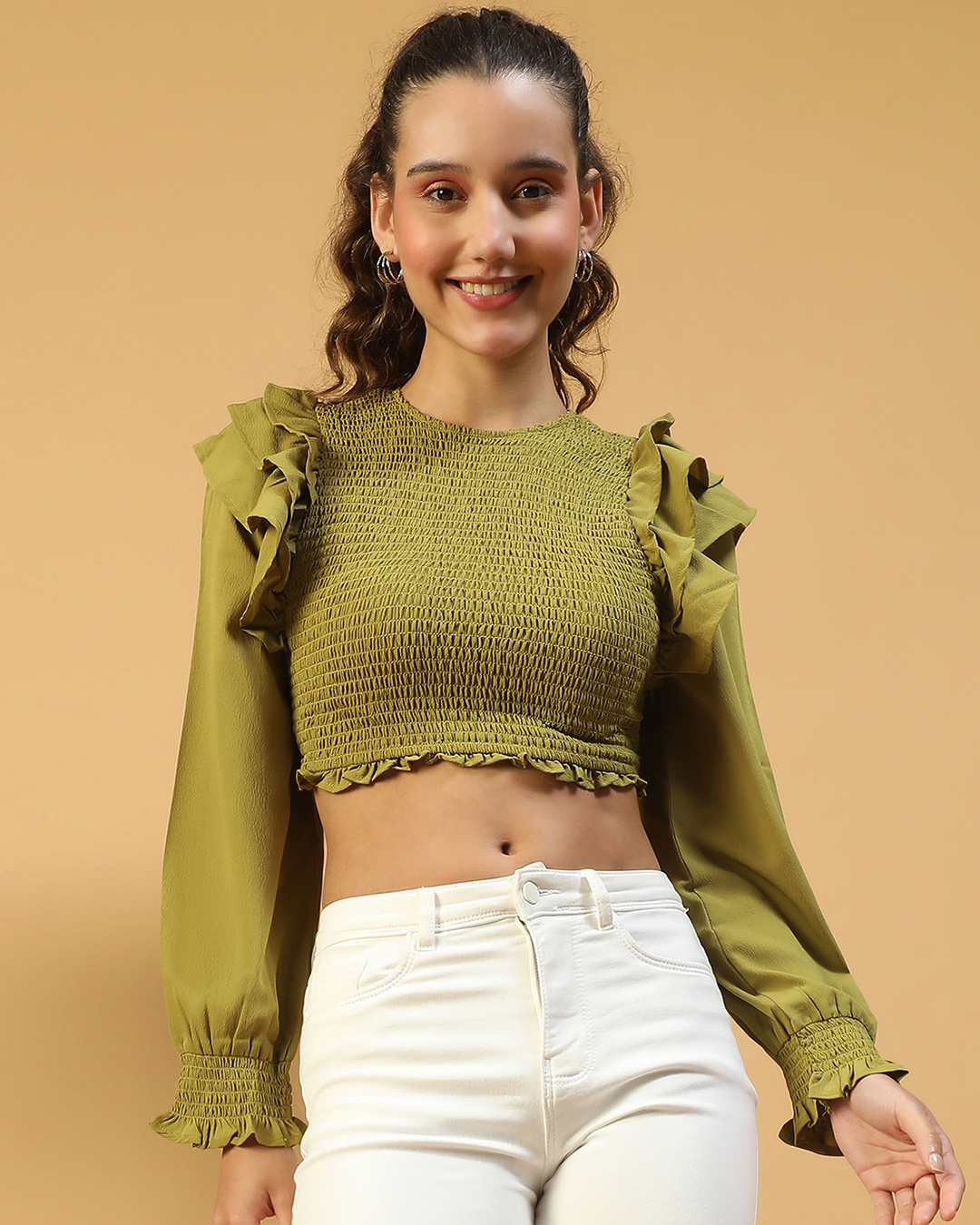 Buy Women's Green Slim Fit Short Top Online at Bewakoof