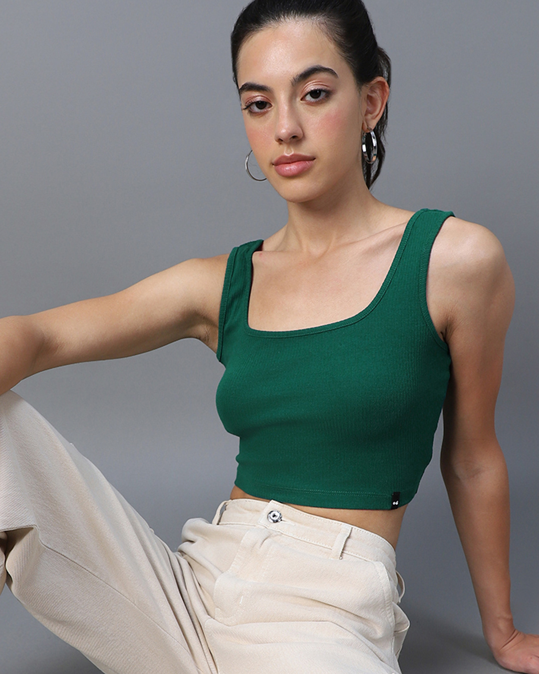 Buy Womens Green Slim Fit Tank Top Online At Bewakoof