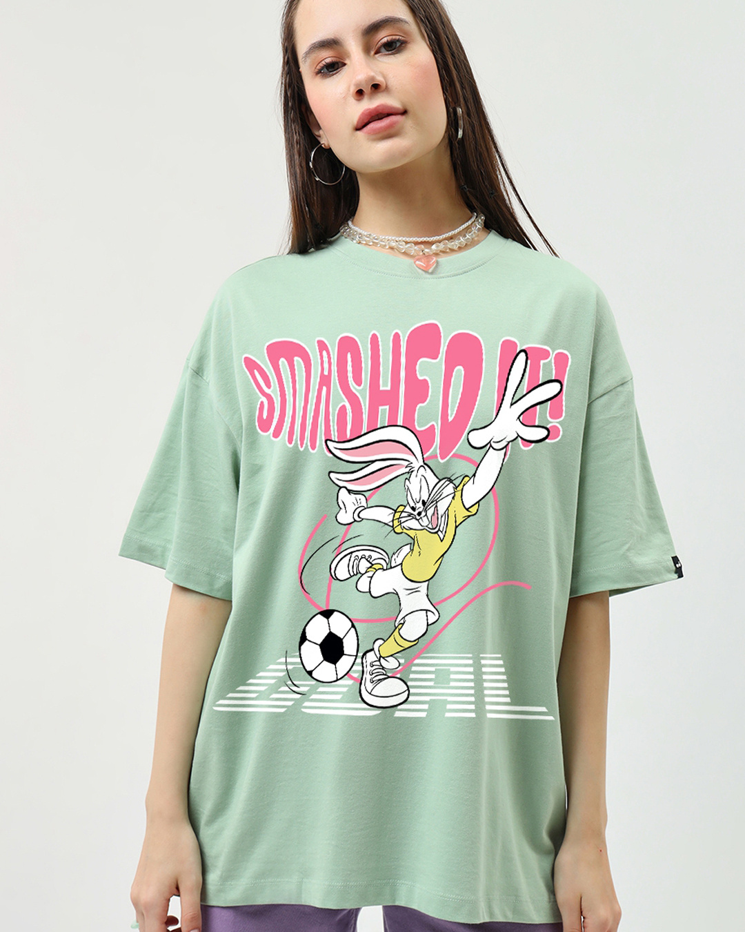 Buy Women's Green Smashed It Graphic Printed Oversized T-shirt Online ...