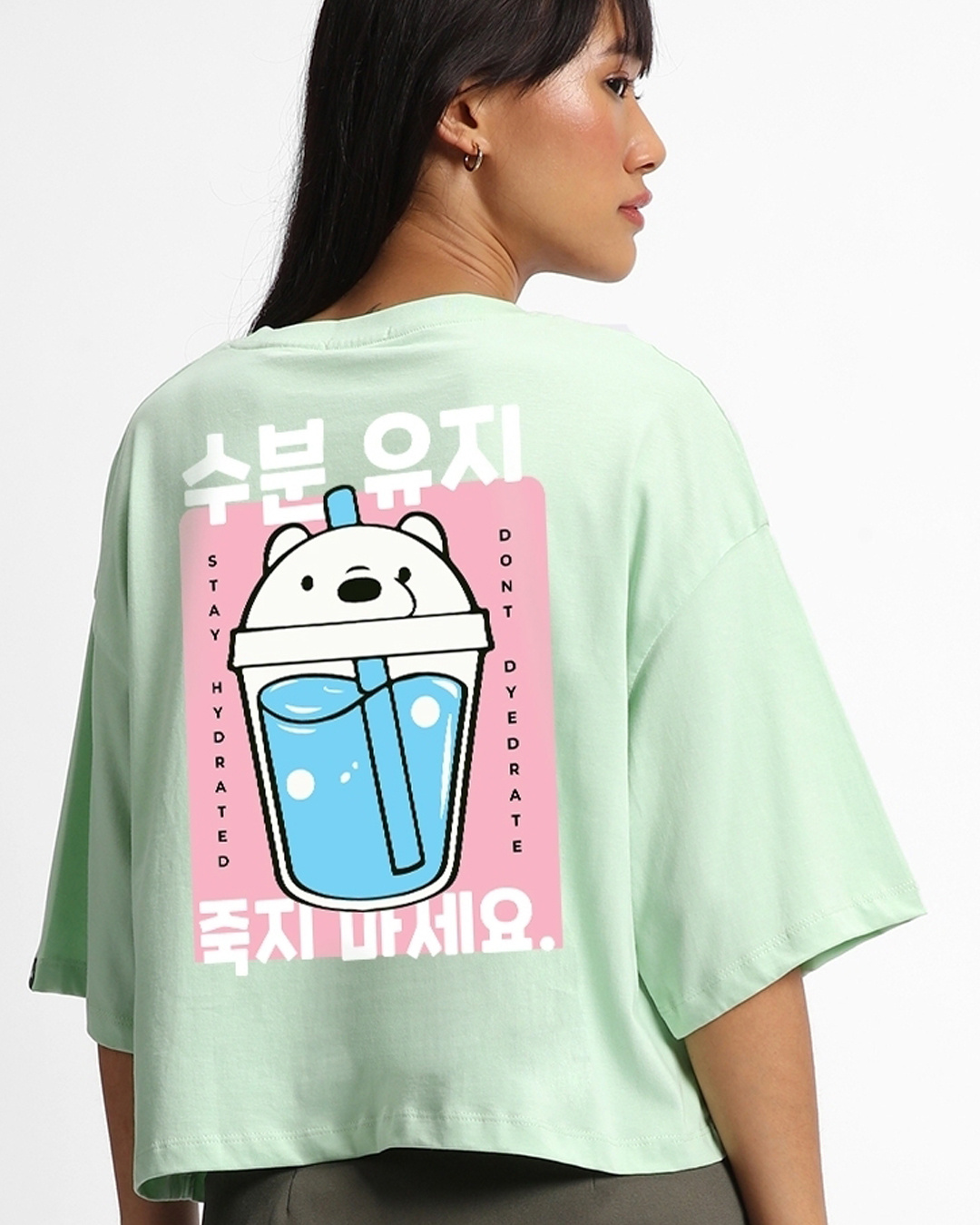 Buy Women's Green Stay Hydrated Graphic Printed Oversized Short Top ... Buy Women's Green Stay Hydrated Graphic Printed Oversized Short Top ...