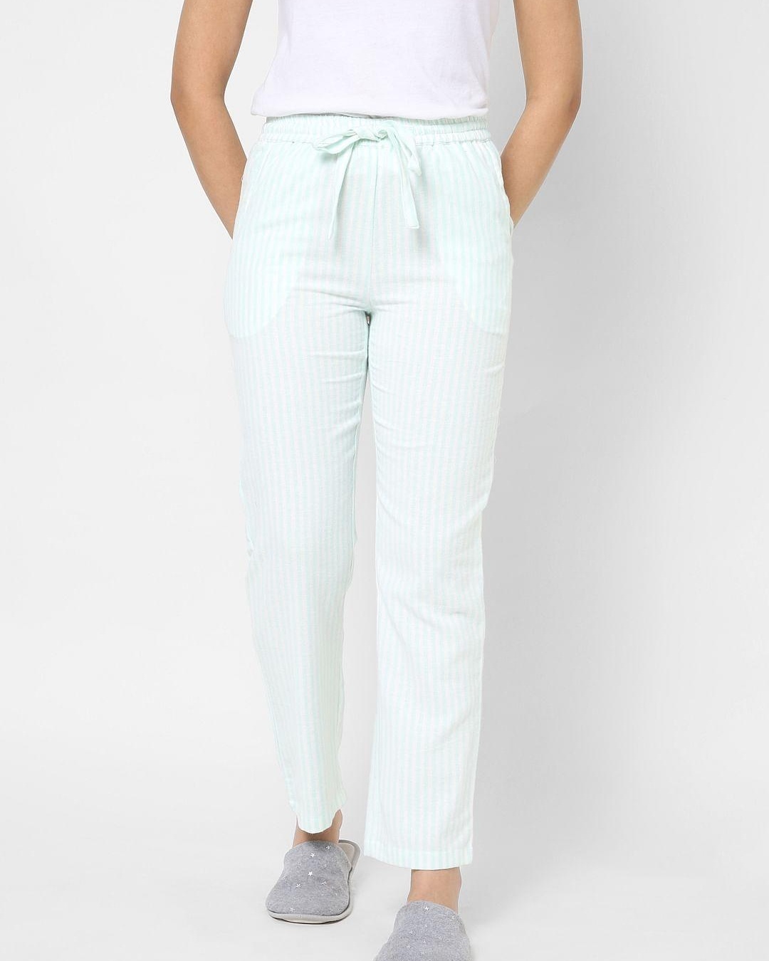 Buy Women's Green Striped Pyjamas Online in India at Bewakoof