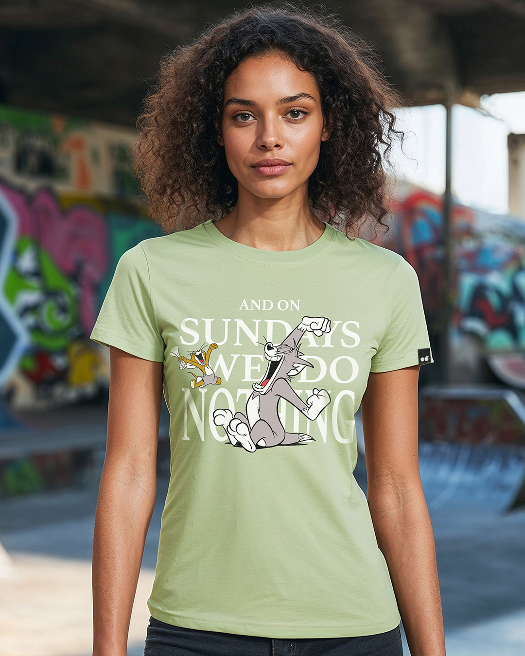 Buy Women's Green Sundays We Do Nothing Graphic Printed T-shirt Online ...