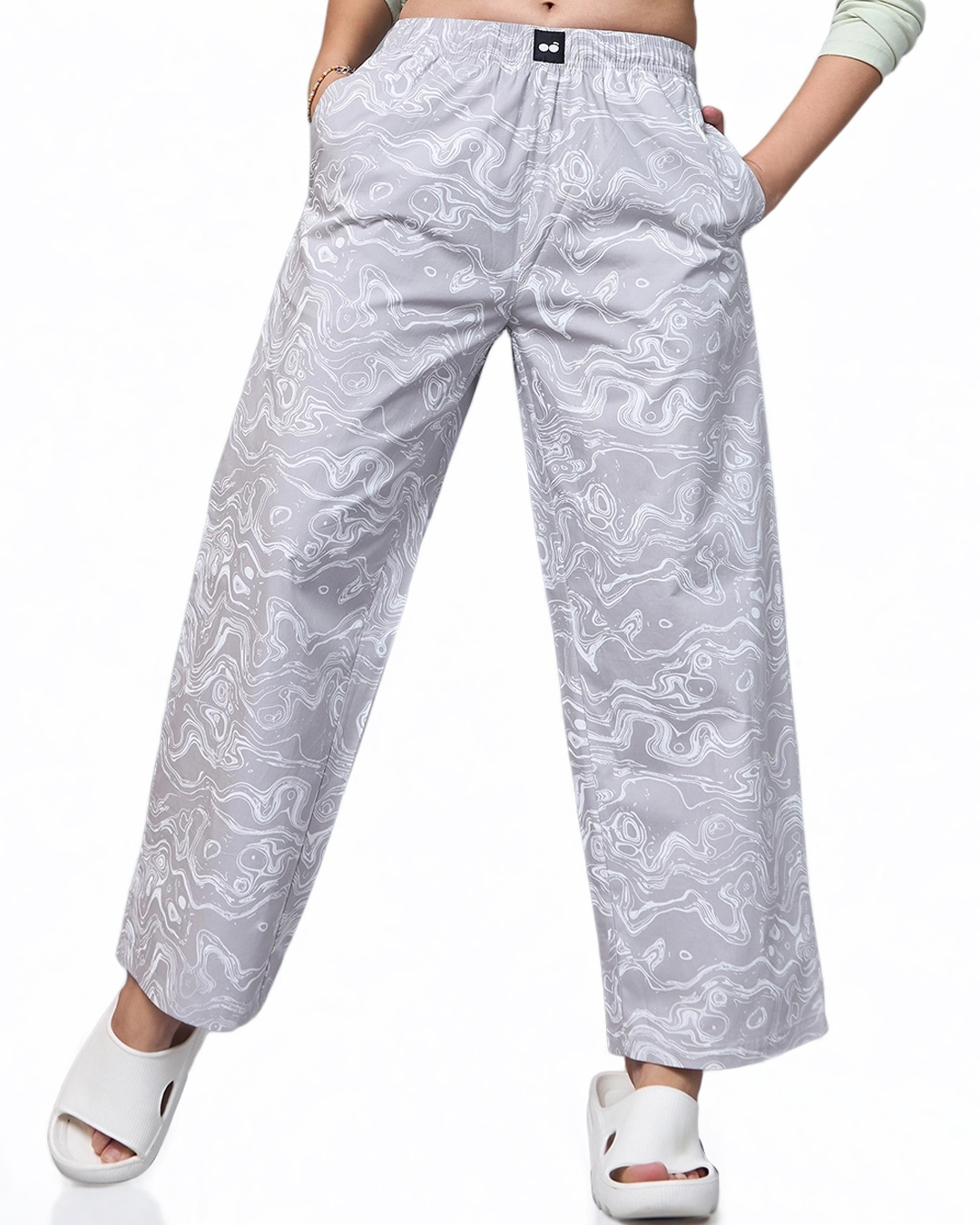 Buy Women's Grey All Over Printed Wide Leg Pyjamas Online at Bewakoof