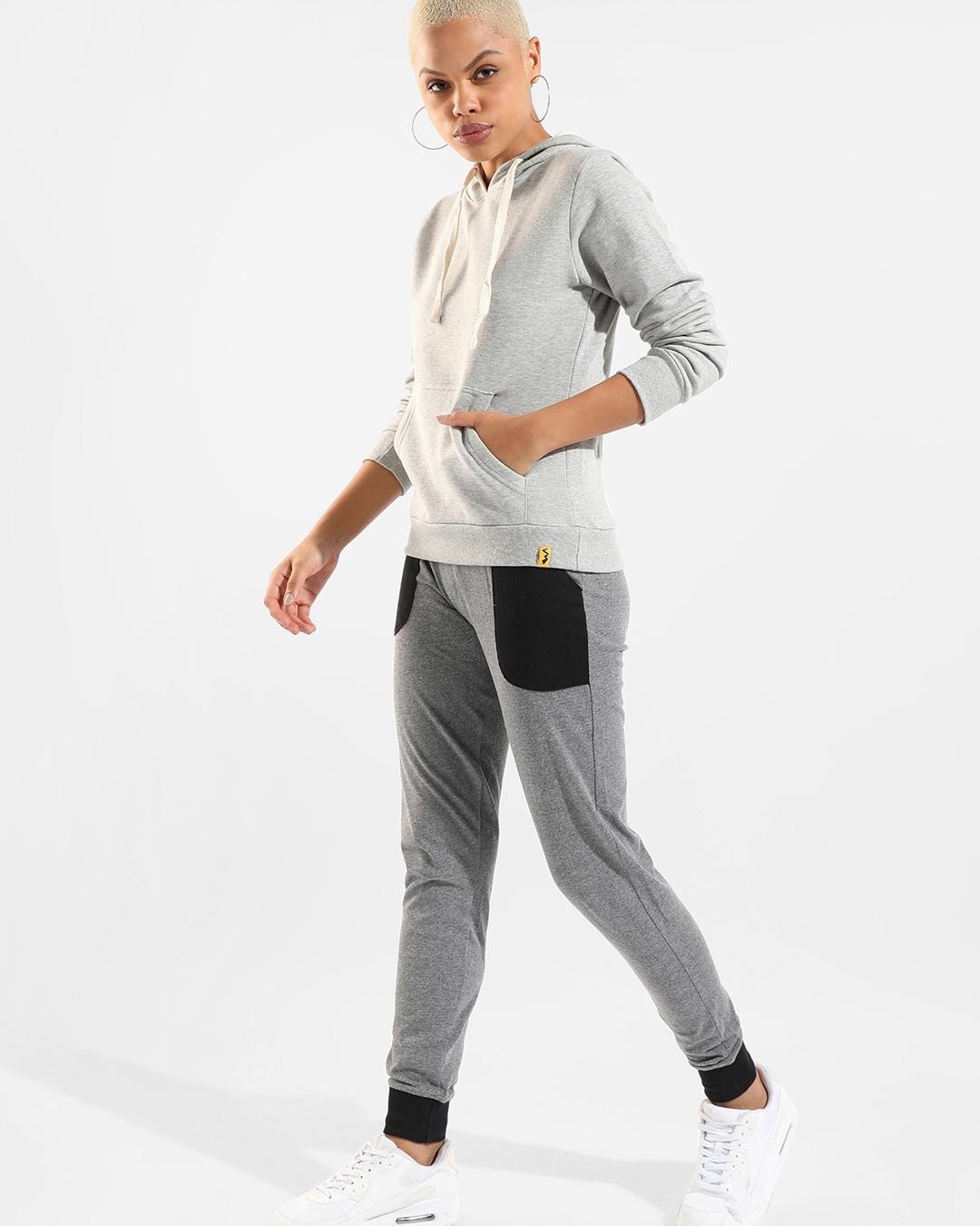Buy Women's Grey and Black Color Block Tracksuit Online in India at ...