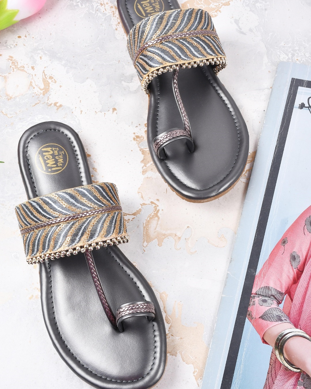 Buy Women's Grey Love Kola X Tryme Embellished Flats Online in India at ...