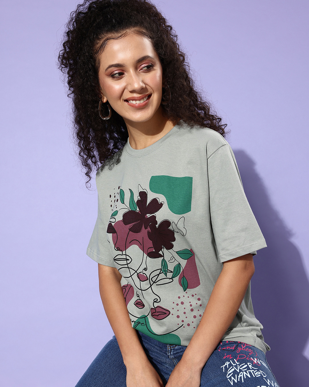 Buy Womens Grey Graphic Printed Oversized T Shirt Online At Bewakoof