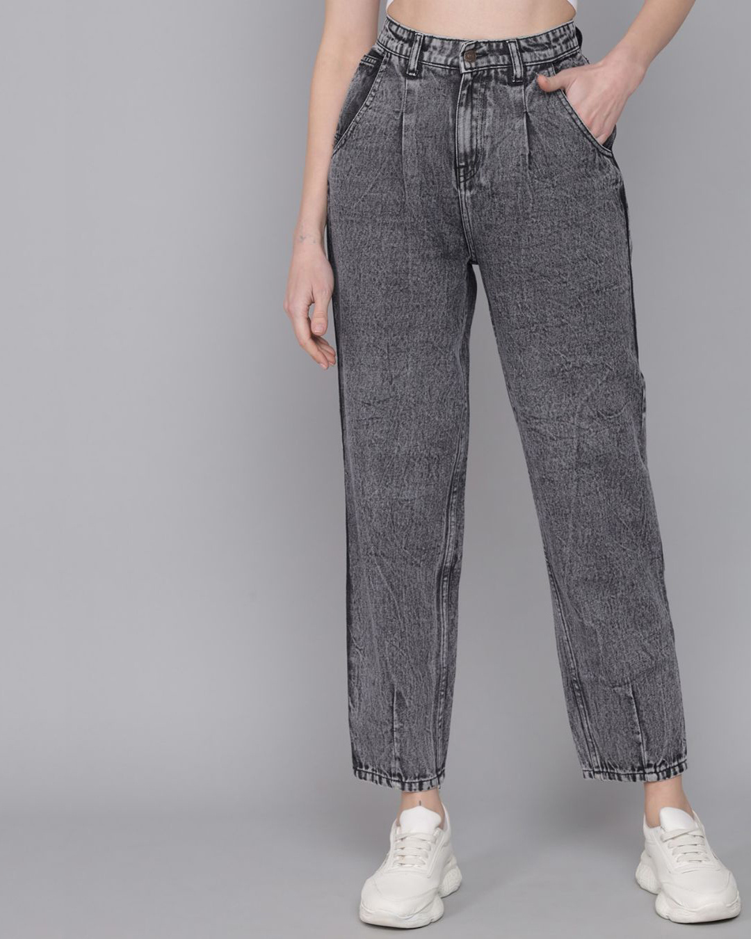 Buy Women's Grey High Rise Relaxed Fit Jeans Online at Bewakoof