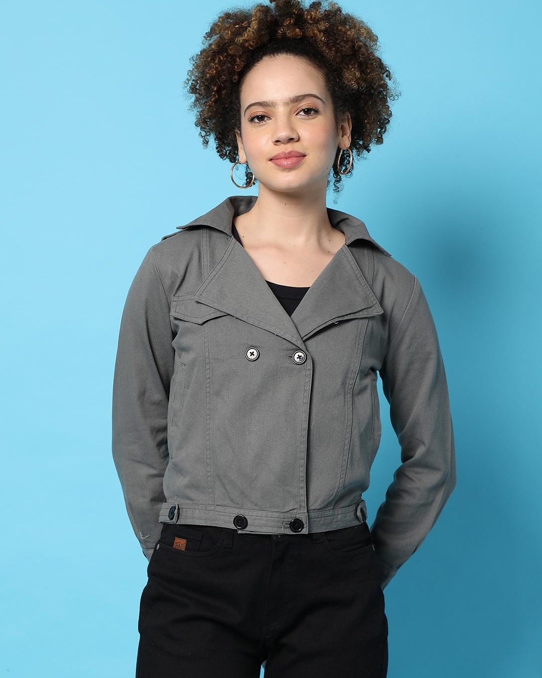Buy Women's Grey Cropped Jacket Online at Bewakoof