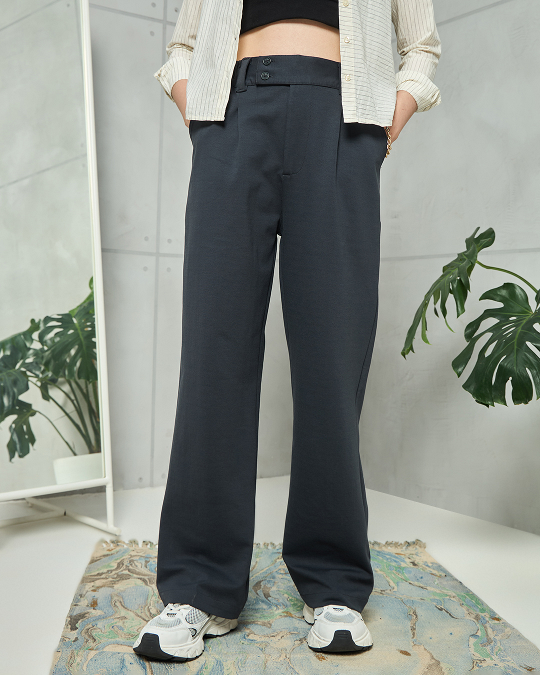 Buy Women's Grey Korean Pants Online at Bewakoof