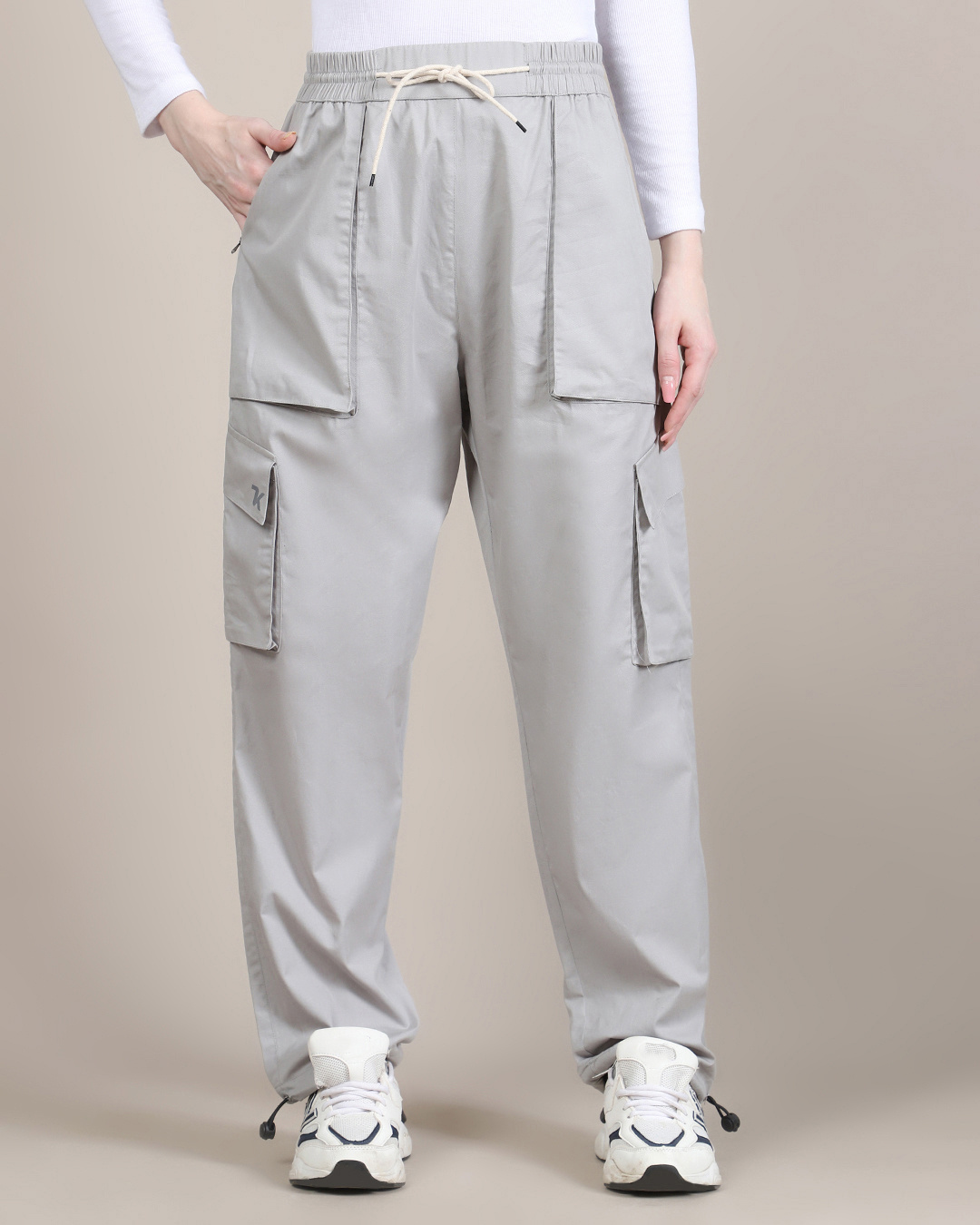 Buy Women's Cloud Grey Loose Comfort Fit Cargo Pants Online at Bewakoof