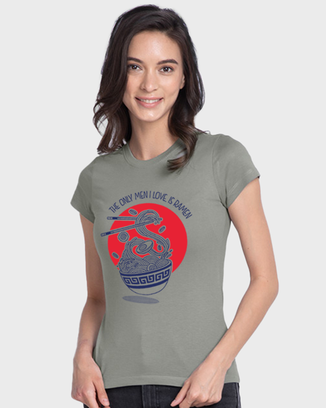 Buy Women's Grey Love Ramen Slim Fit T-shirt Online at Bewakoof