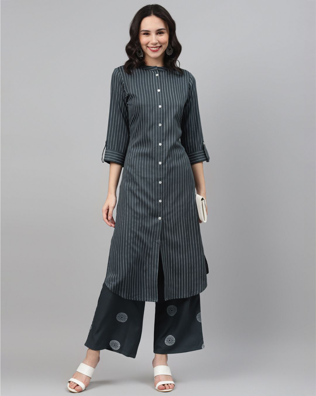 Buy Women's Grey Screen Print Straight Kurta Online at Bewakoof