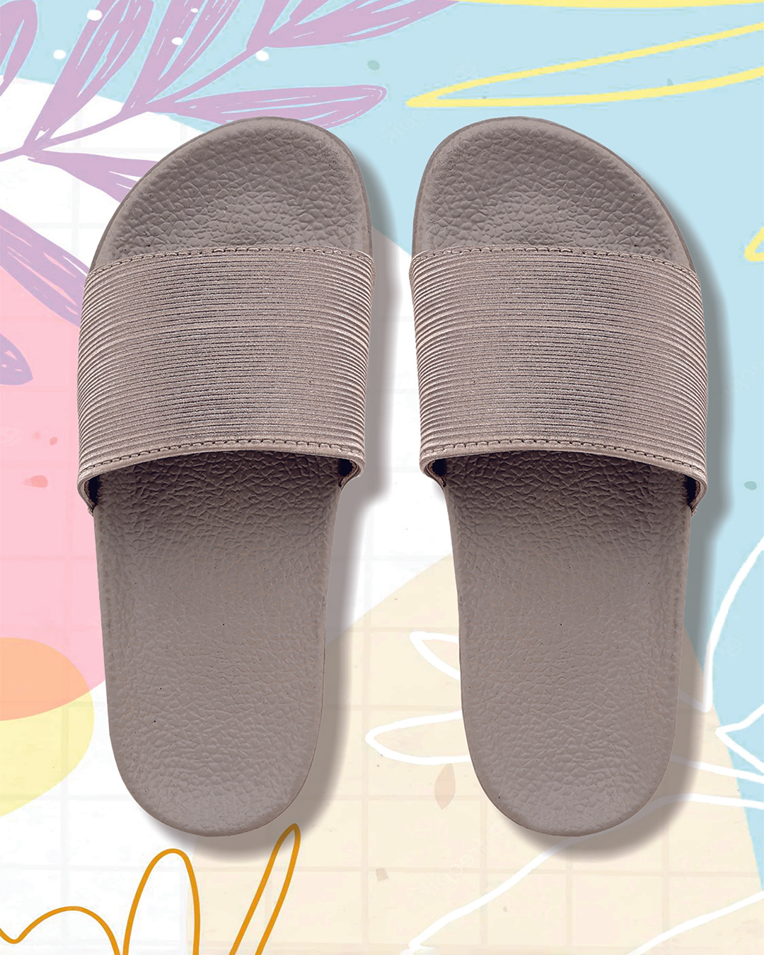 Buy Women's Grey Self Design Sliders Online in India at Bewakoof