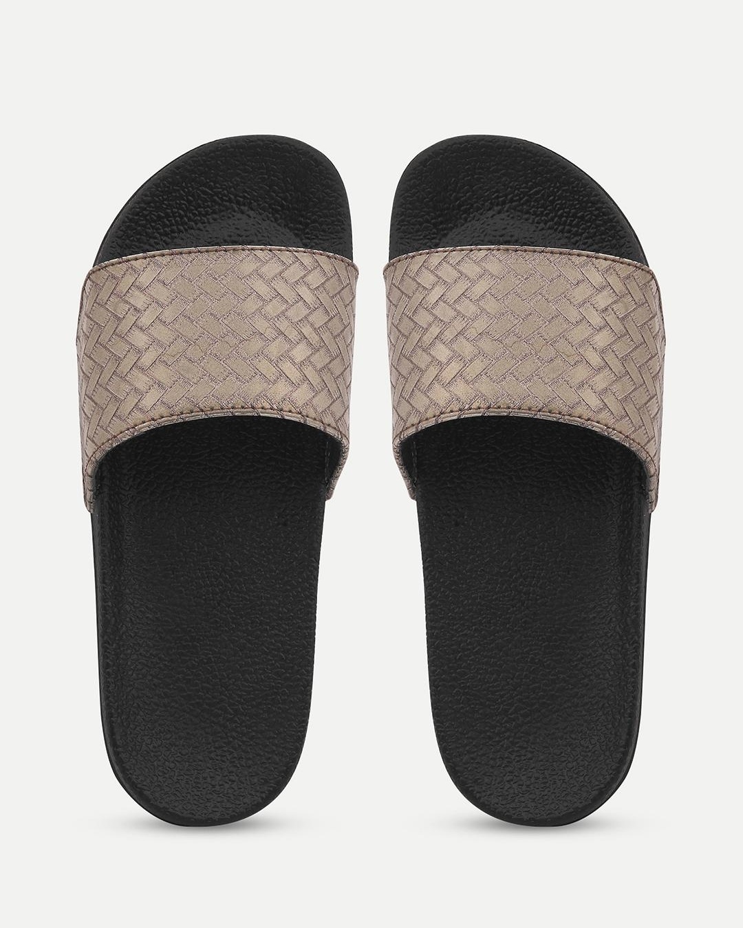 Buy Women's Grey Self Design Sliders Online in India at Bewakoof