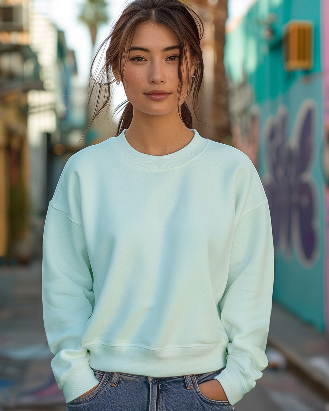 Buy Women's Cyan Oversized Sweatshirt Online at Bewakoof