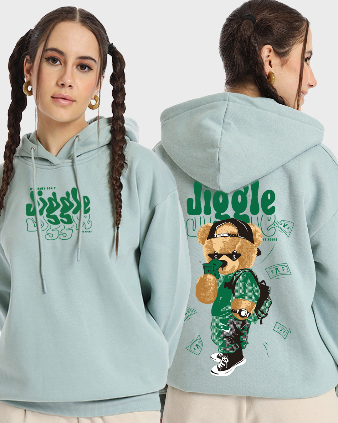 Buy Women's Harbor Gray Money Don't Jiggle Graphic Printed Oversized ...