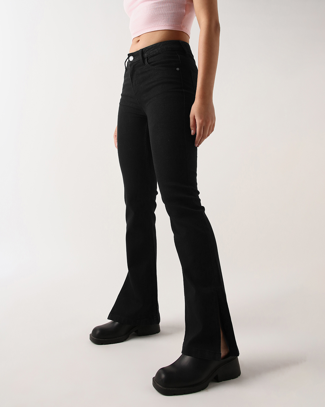 Buy Women's Jet Black Bootcut Jeans Online at Bewakoof