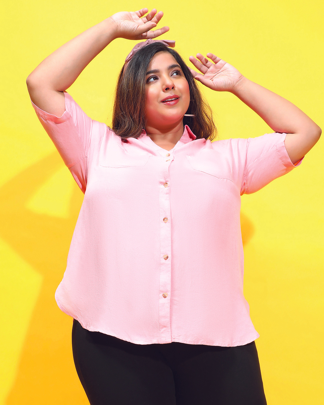 Buy Women's Light Pink Boxy Fit Plus Size Shirt Online at Bewakoof