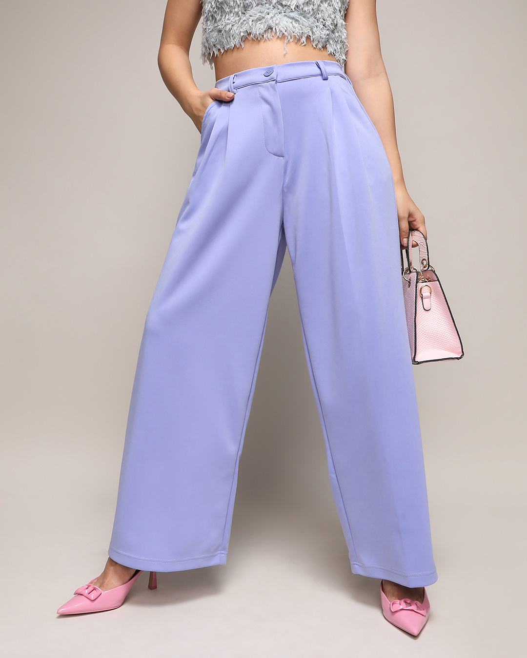 Buy Women's Lilac Straight Fit Pants Online at Bewakoof