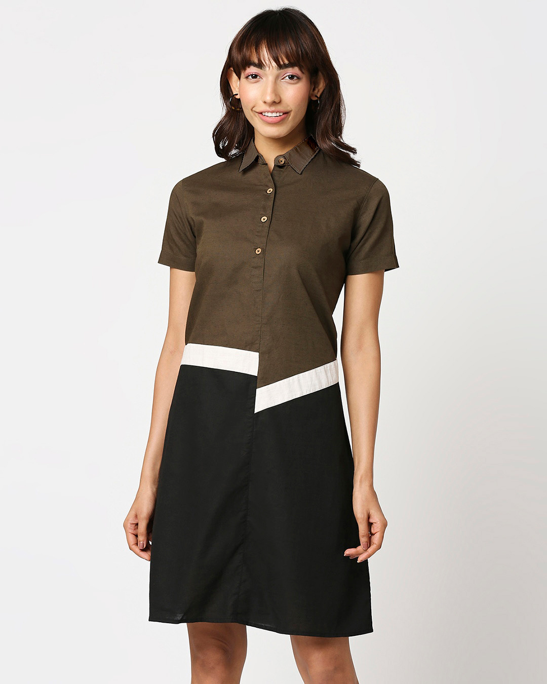 Buy Women's Linen Color Block Dress Online at Bewakoof