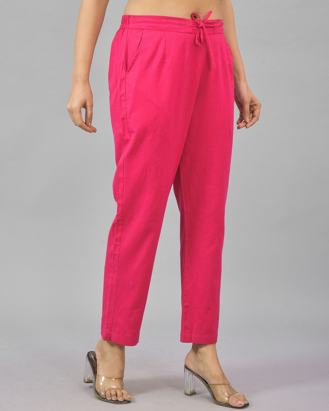 Buy Women's Magenta Pink Relaxed Fit Casual Pants Online at Bewakoof