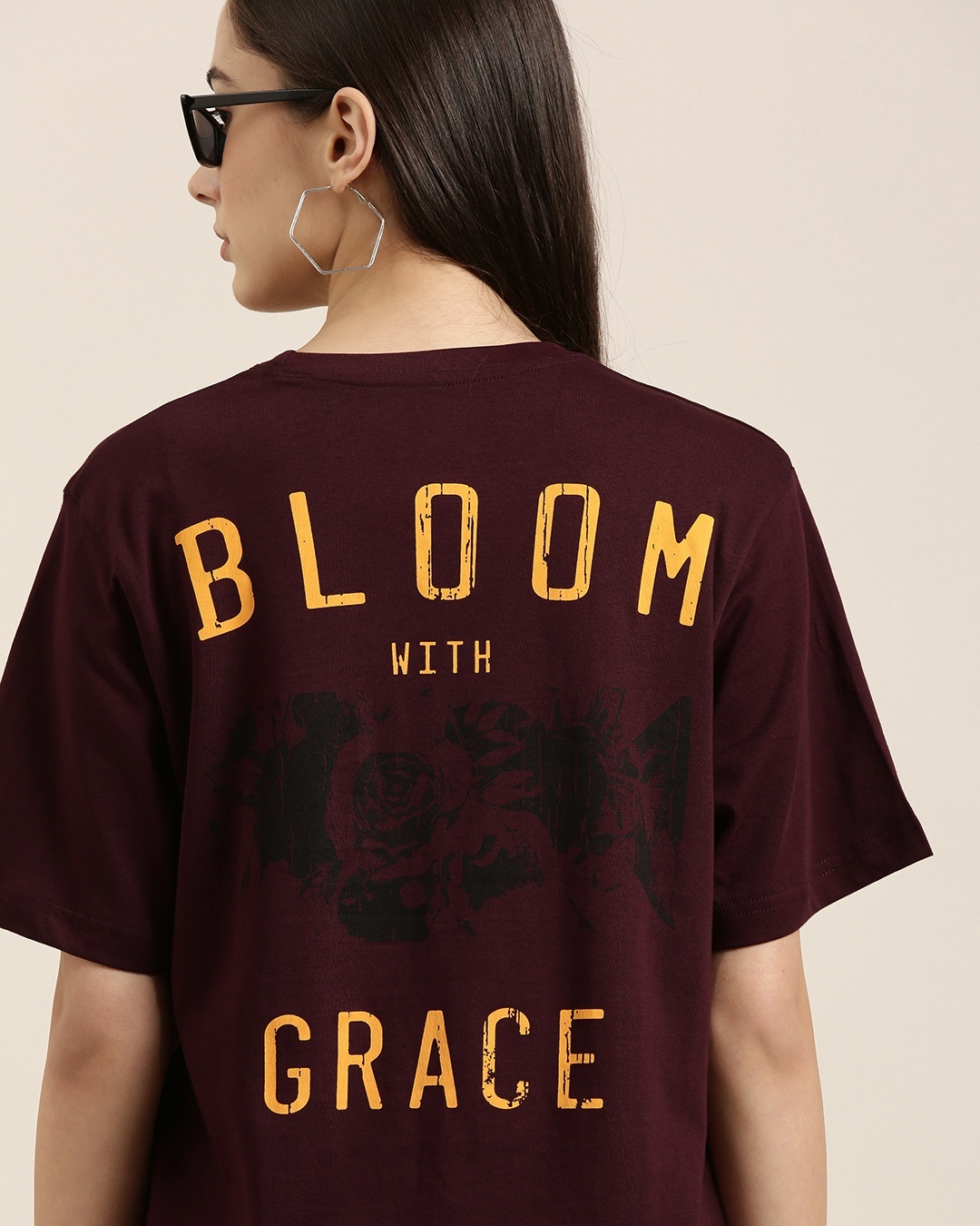 Buy Women's Maroon Graphic Printed Oversized T-shirt Online at Bewakoof