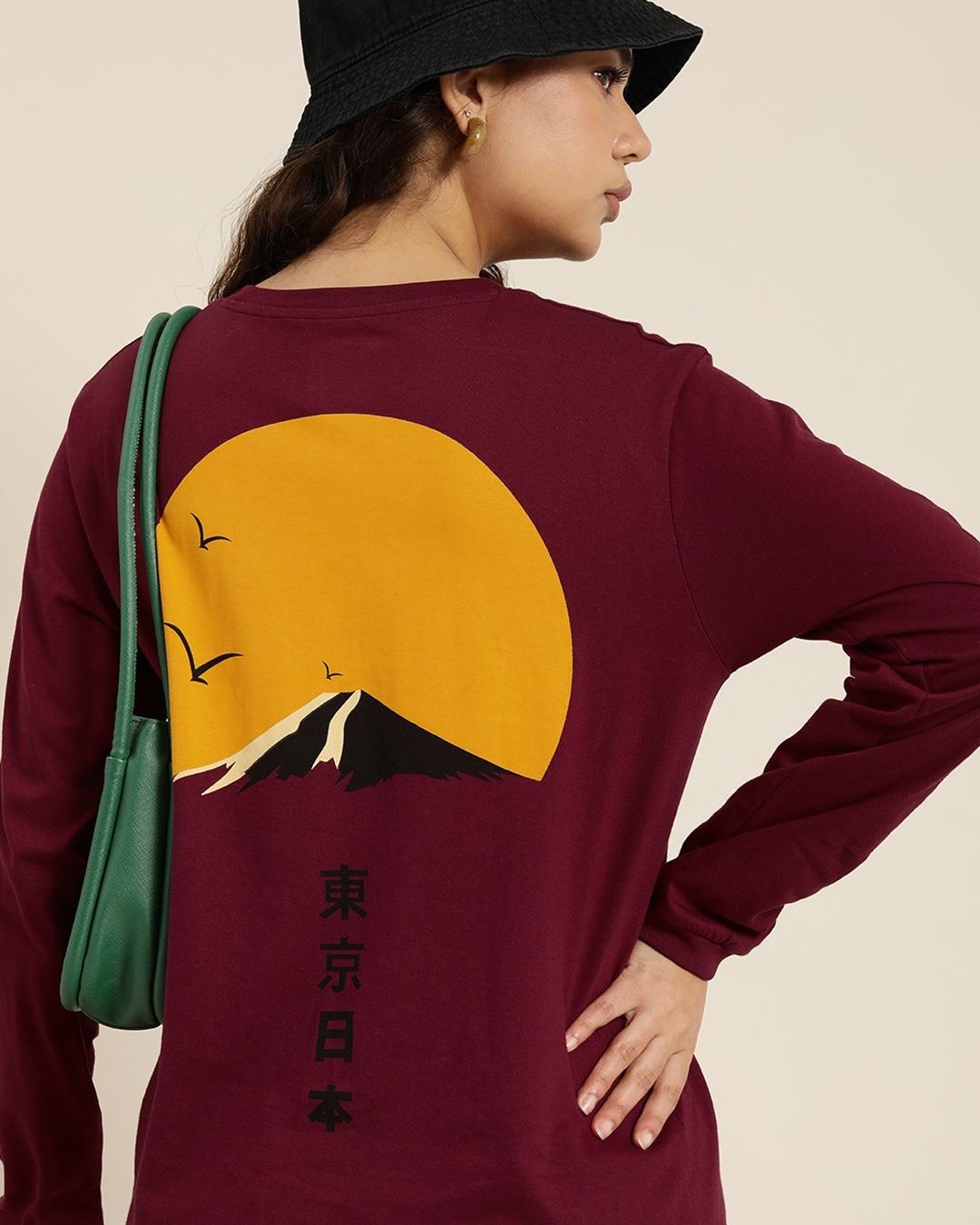 Buy Women's Maroon Graphic Printed Oversized T-shirt Online at Bewakoof
