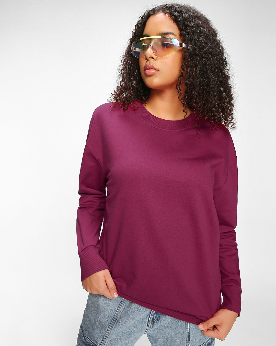 Buy Women's Maroon Oversized Sweatshirt Online at Bewakoof
