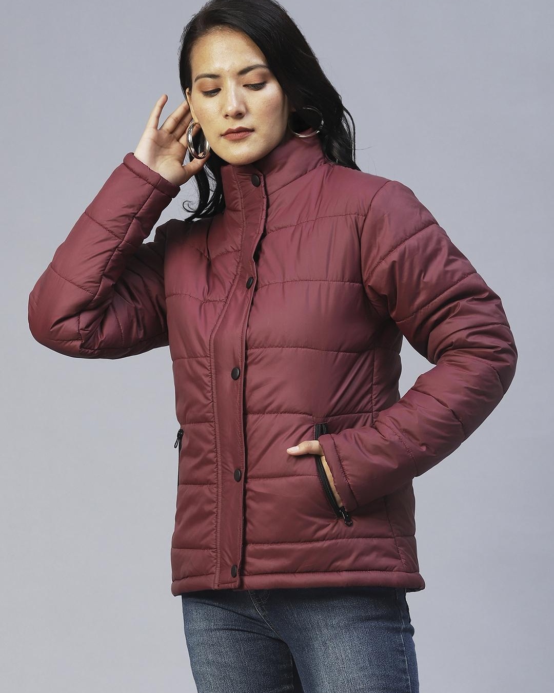 Buy Women's Maroon Puffer Jacket for Women Online at Bewakoof