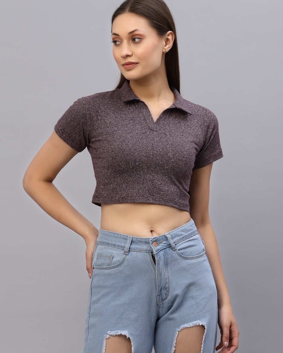 Buy Women's Maroon Self Design Slim Fit Short Top Online at Bewakoof