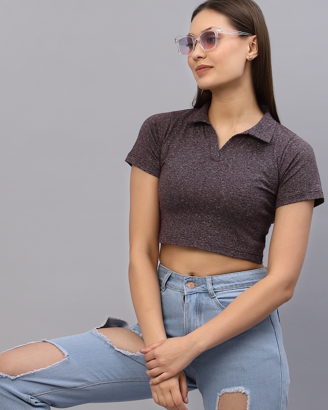 Buy Women's Maroon Self Design Slim Fit Short Top Online at Bewakoof