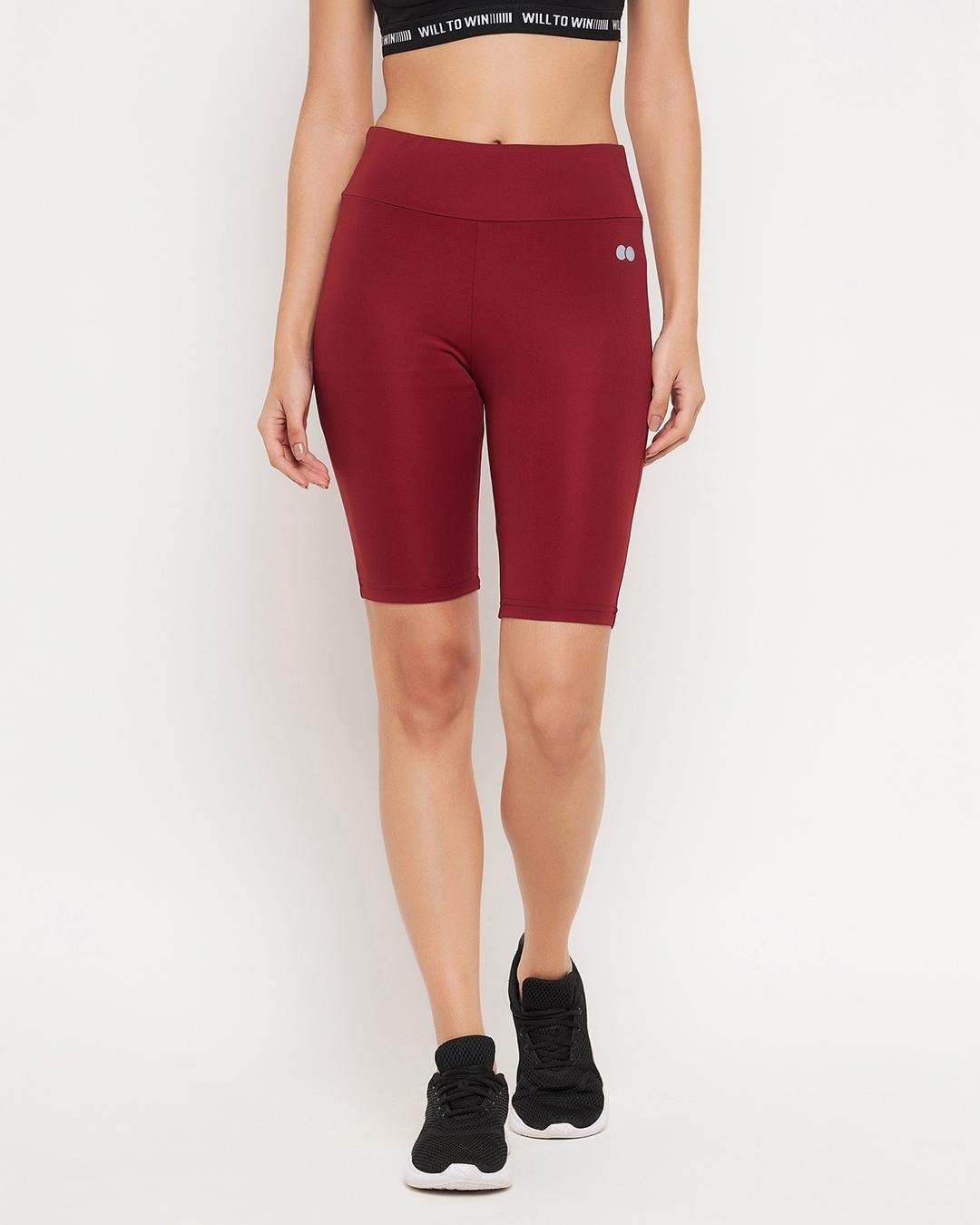 Buy Women's Maroon Slim Fit Activewear Shorts Online at Bewakoof
