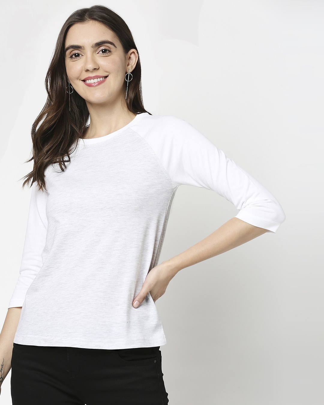 Buy Women's Melange Raglan T-Shirt Online at Bewakoof