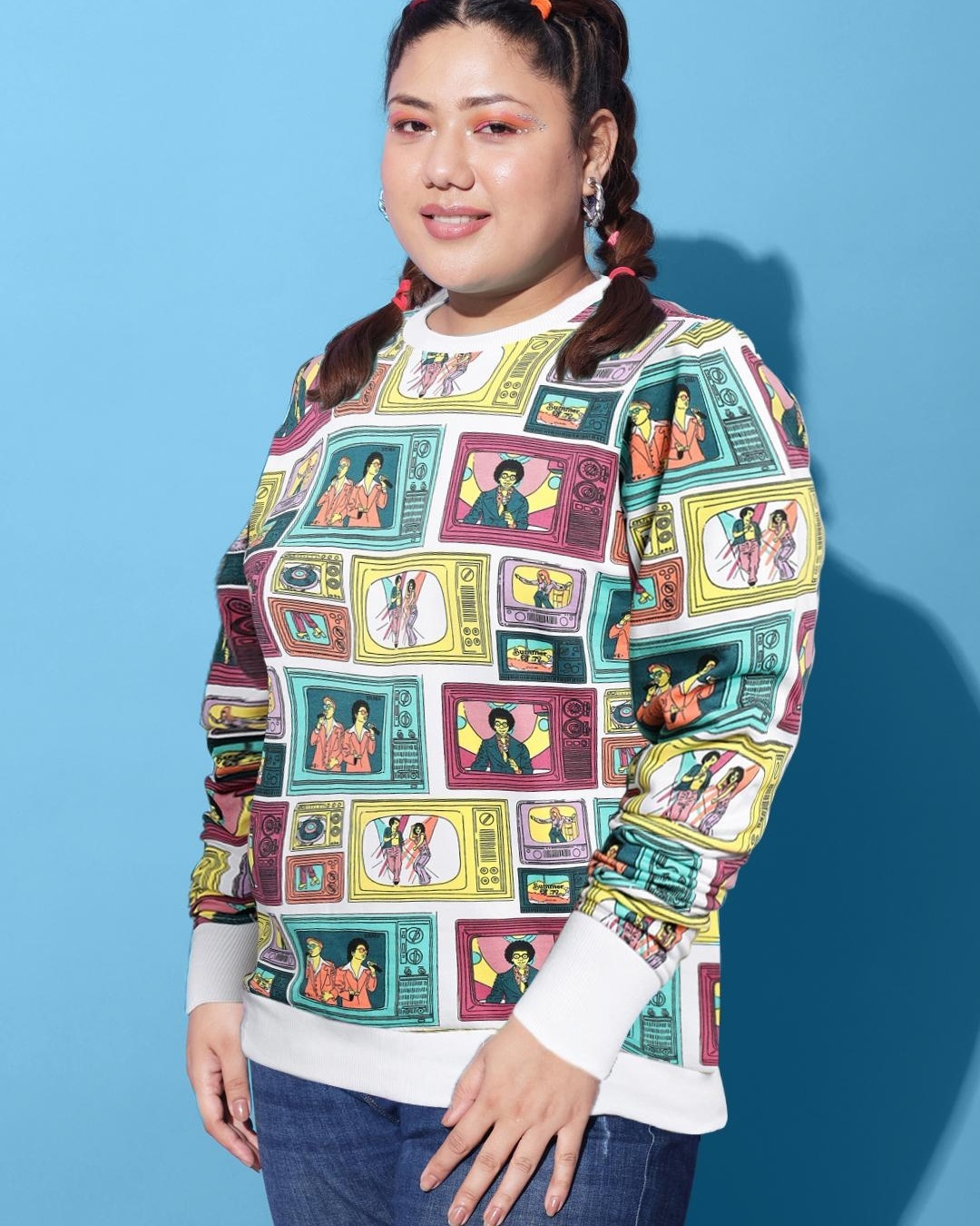 Buy Women's Multicolor Graphic Printed Plus Size Sweatshirt Online at ...