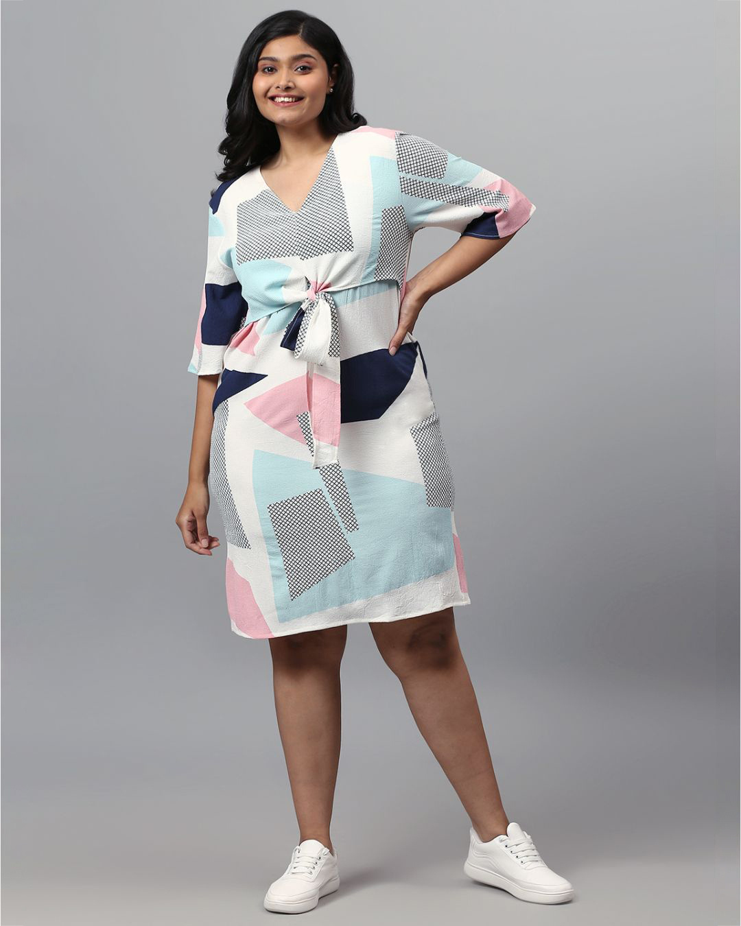 Buy Women's Multicolor Self Design Stylish Oversized Plus Size Dress ...
