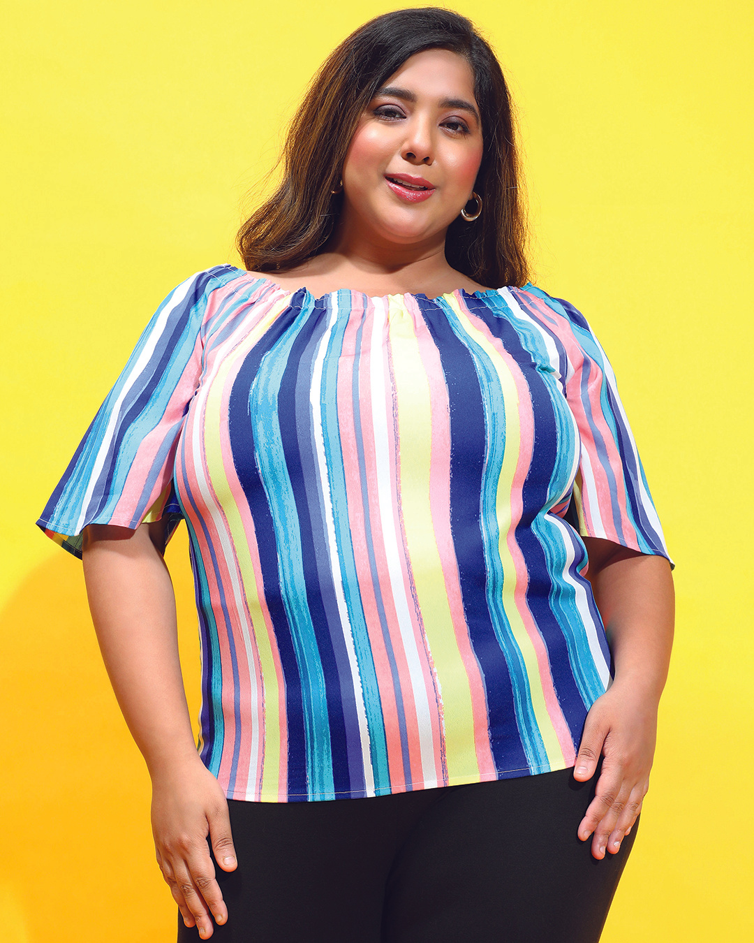 Buy Women's Multicolor Striped Plus Size Top Online at Bewakoof