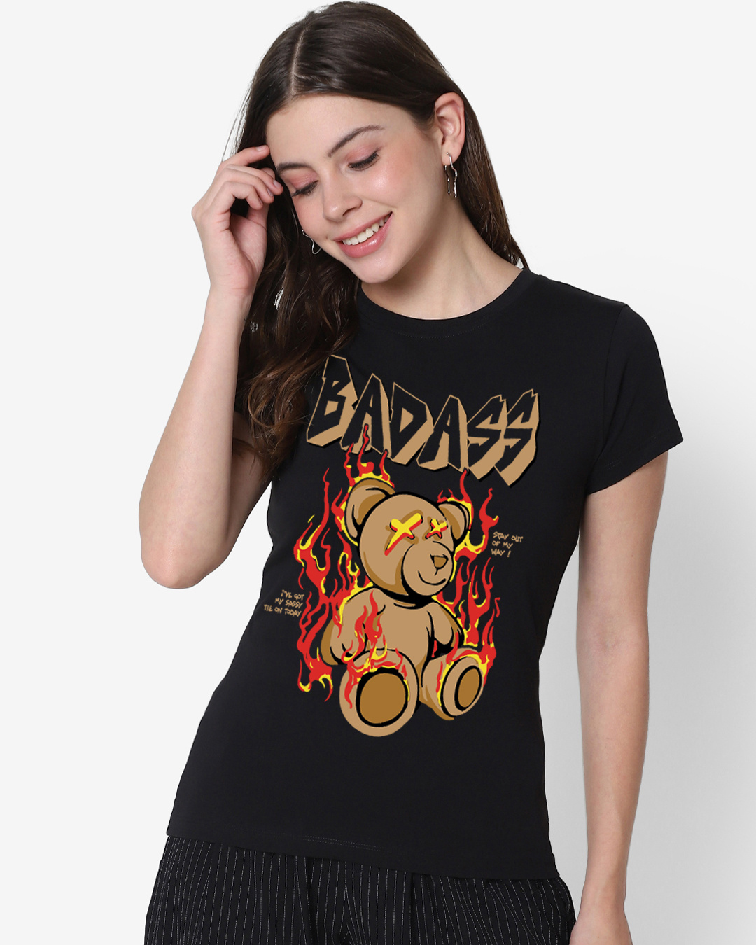 Buy Women's Black Badass Graphic Printed T-shirt Online at Bewakoof