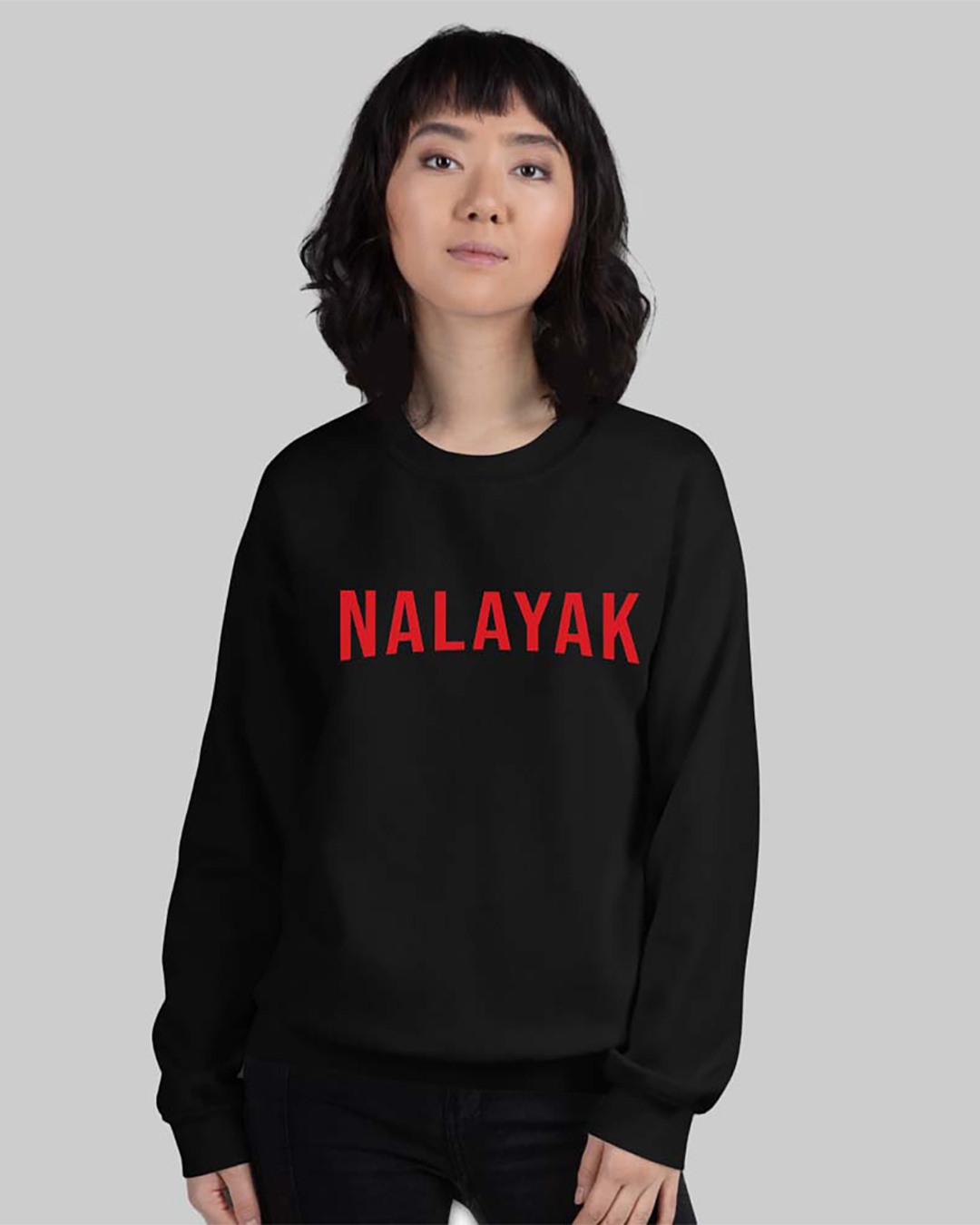 Buy Women's Black Nalayak Printed Regular Fit Sweatshirt Online at Bewakoof
