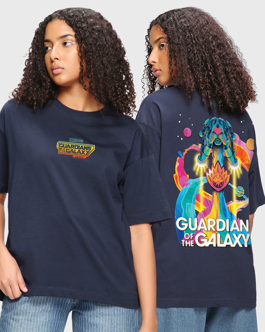 Buy Women's Navy Blue Guardians Of The Galaxy Graphic Printed Oversized ...