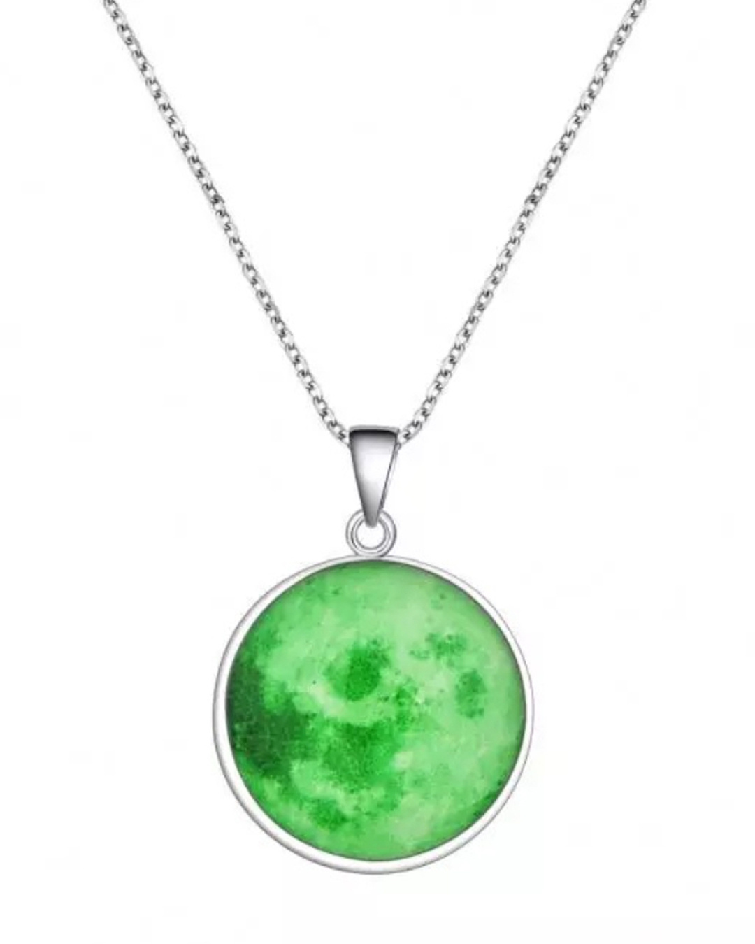 Buy Women's Neon Green Glow in the Dark Moon Pendant and Chain Online ...
