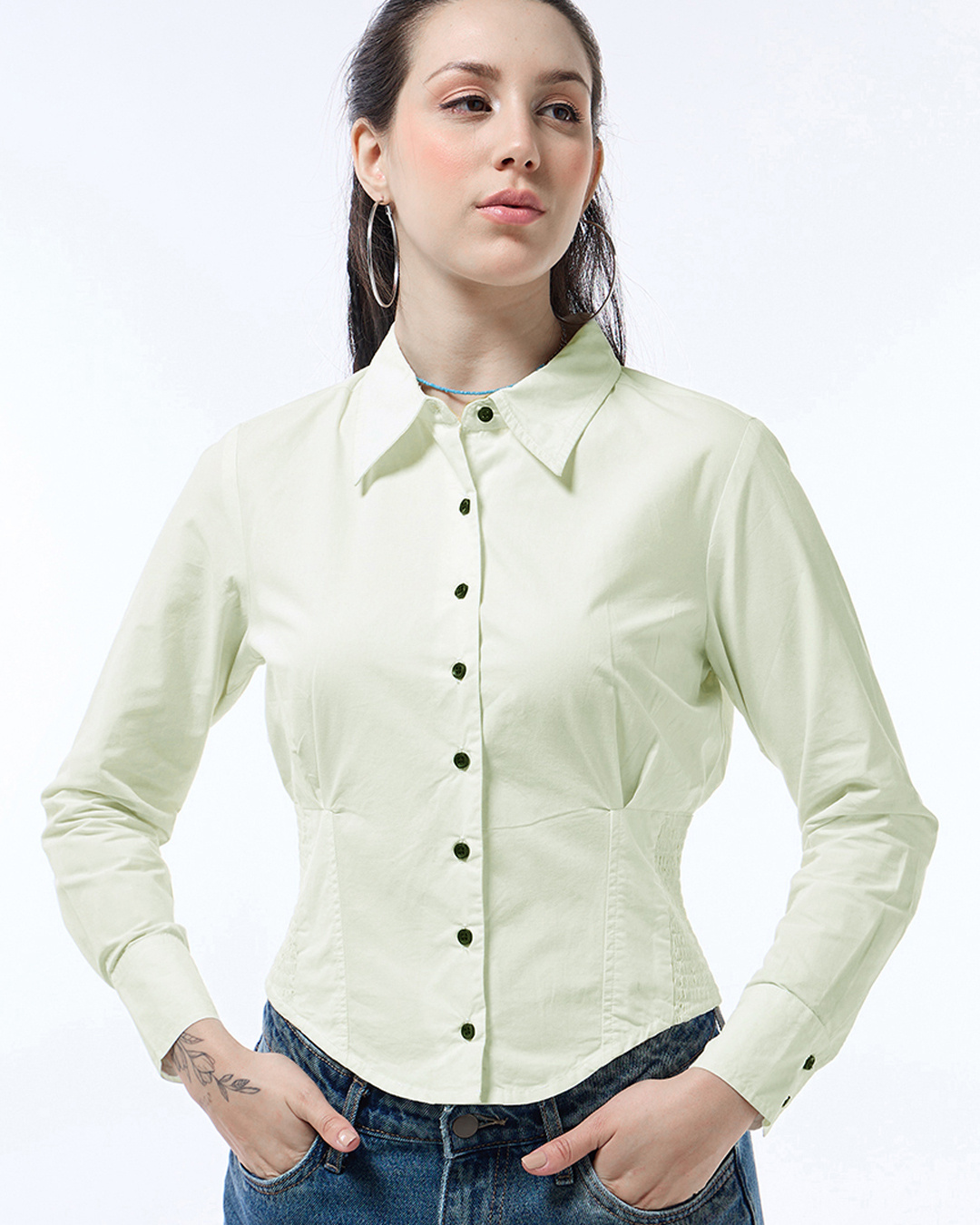Buy Women's Off White Corset Shirt Online at Bewakoof