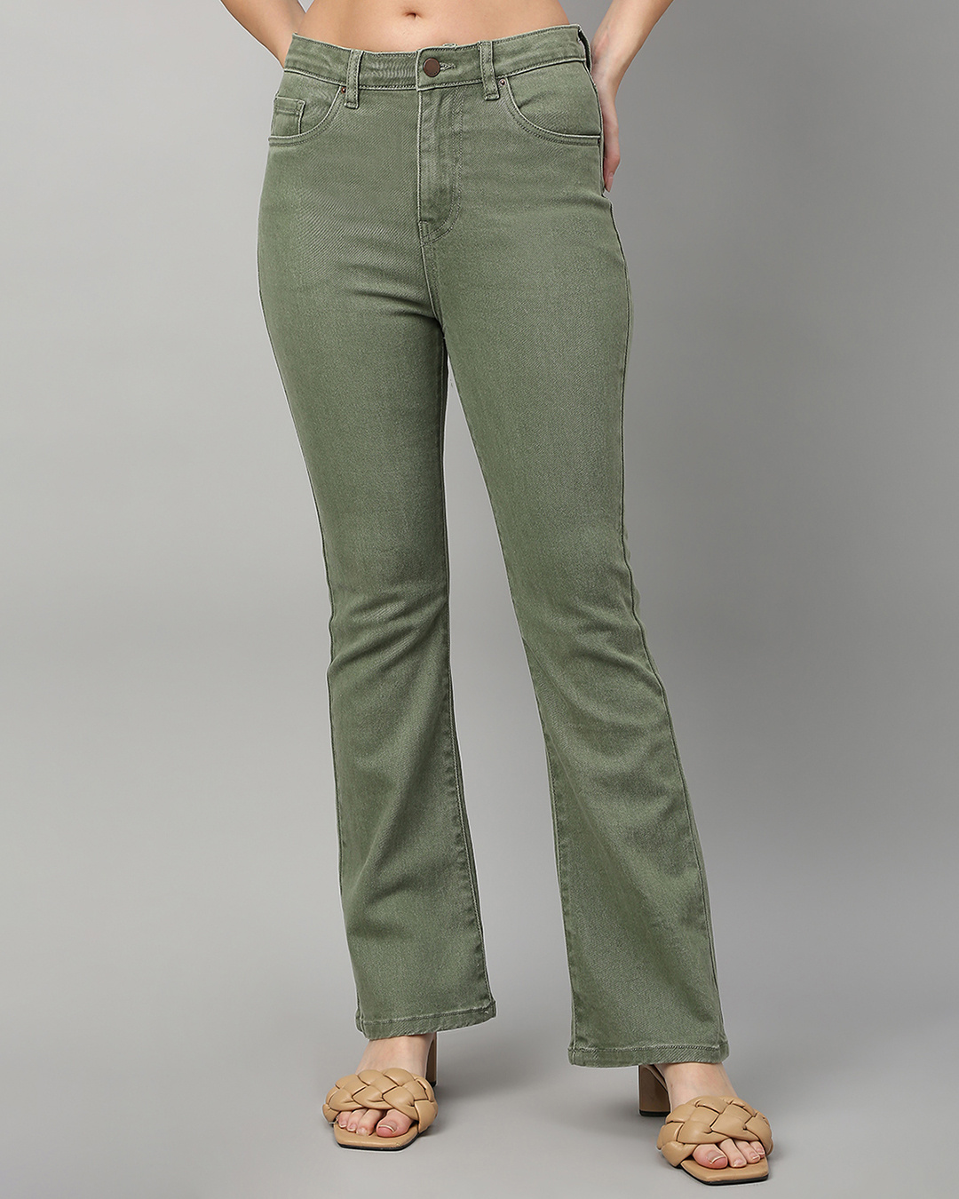 Buy Women's Olive Green Bootcut Jeans Online at Bewakoof