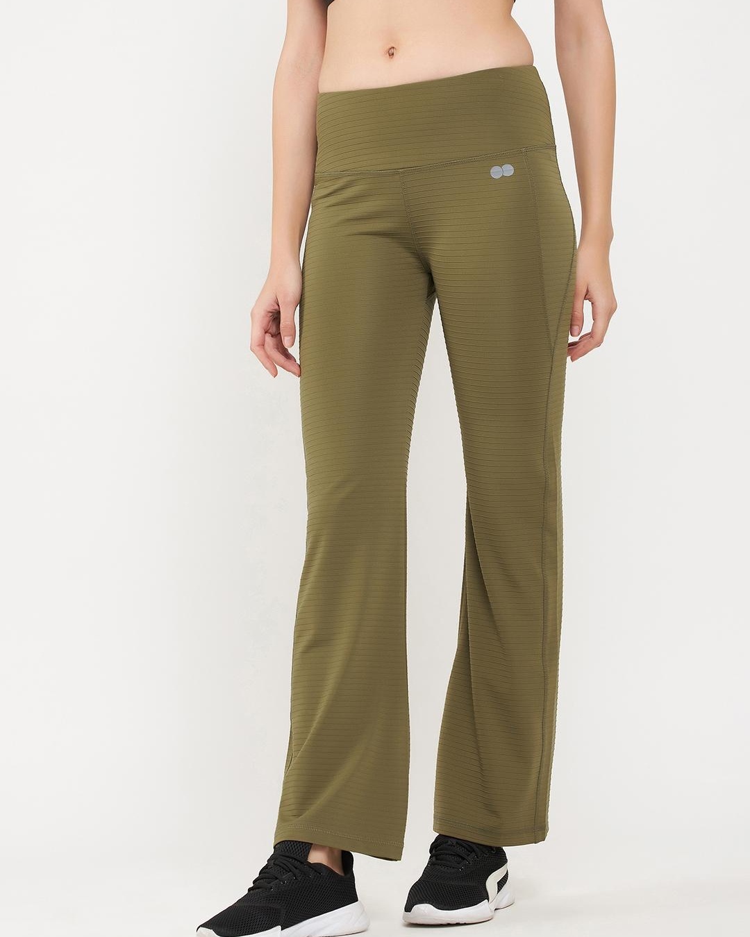 Buy Women's Olive Green Flared Activewear Casual Pants Online at Bewakoof