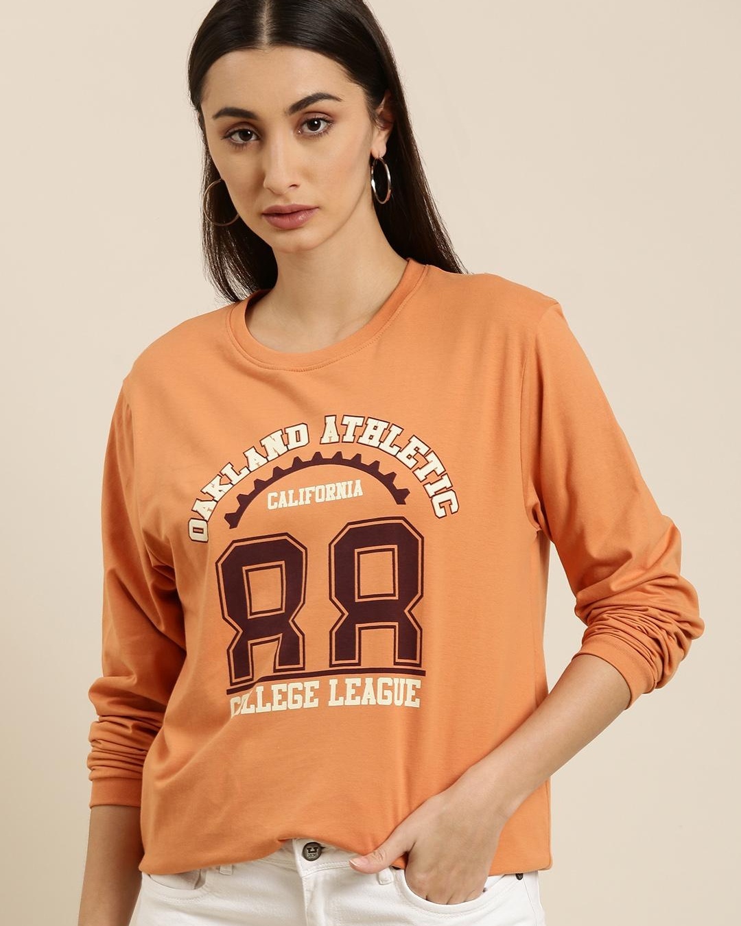 Buy Women's Orange 88 Typography Oversized T-shirt Online at Bewakoof